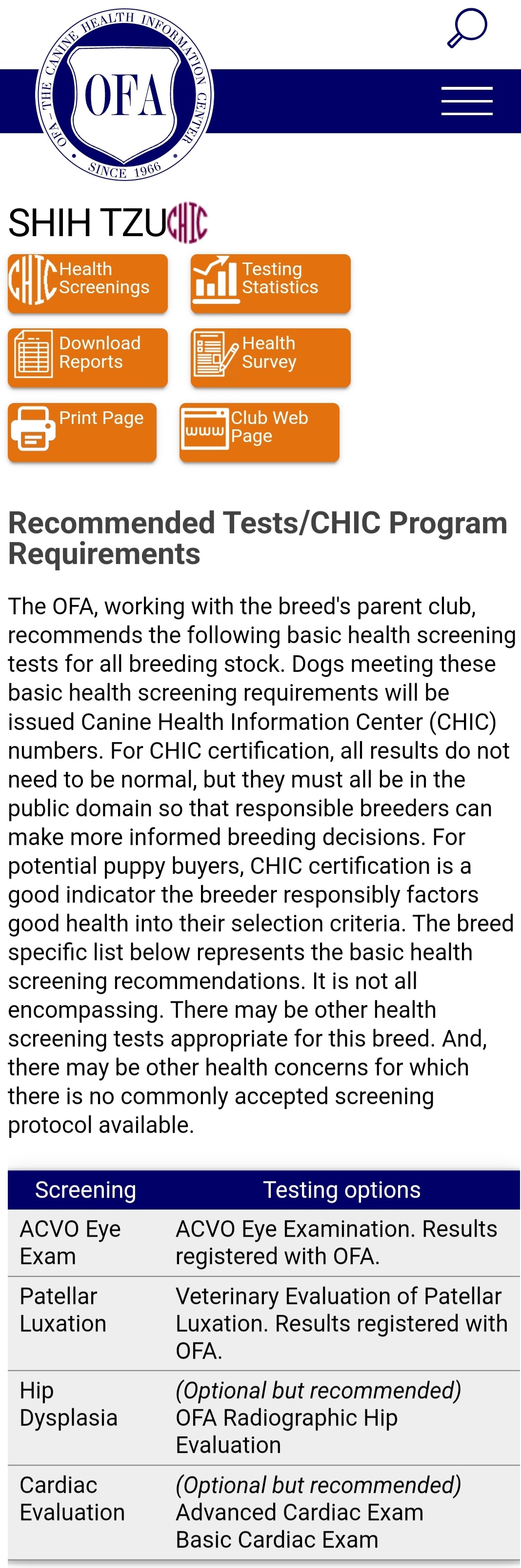 Health Testing OFA/CHIC Embark DNA – Chimera Shih Tzu